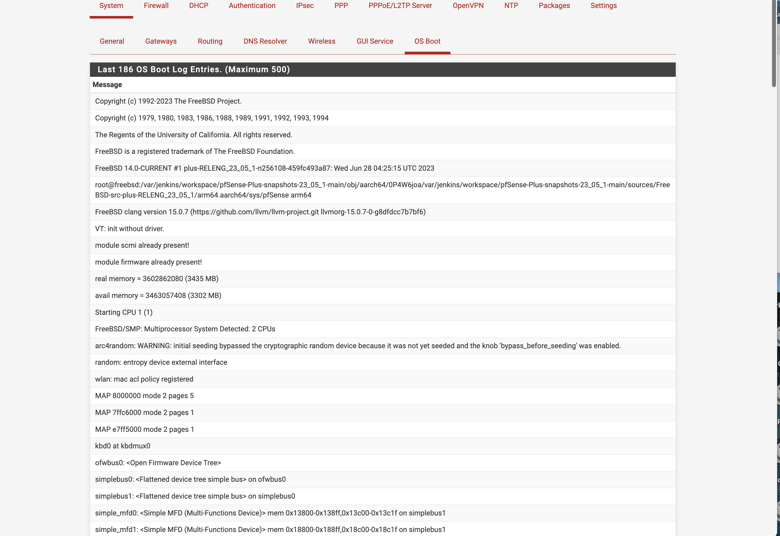 Todo #15106: Remove ``Time`` column from OS Boot logs - pfSense - pfSense bugtracker